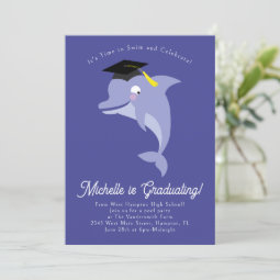 Dolphin Graduation Party Poll Swimming Invitation | Zazzle