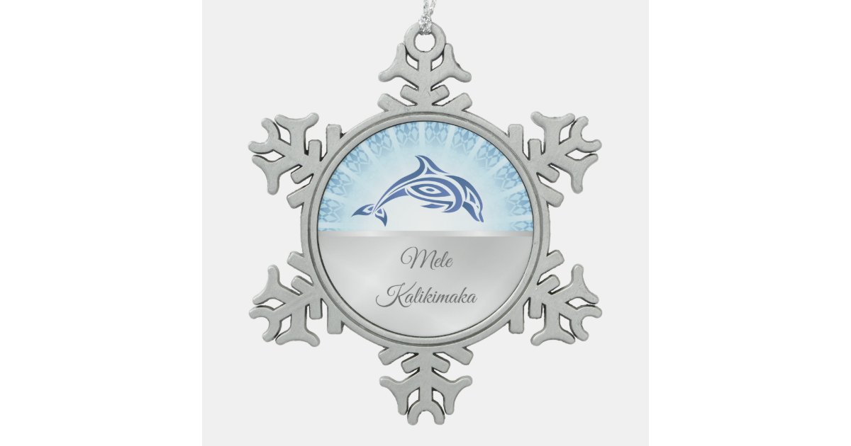 Dolphin Hawaiian Christmas Snowflake Pewter Christmas Ornament | Zazzle