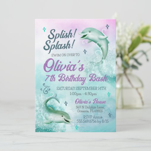Dolphin Invitation, Dolphin Birthday Invitation | Zazzle