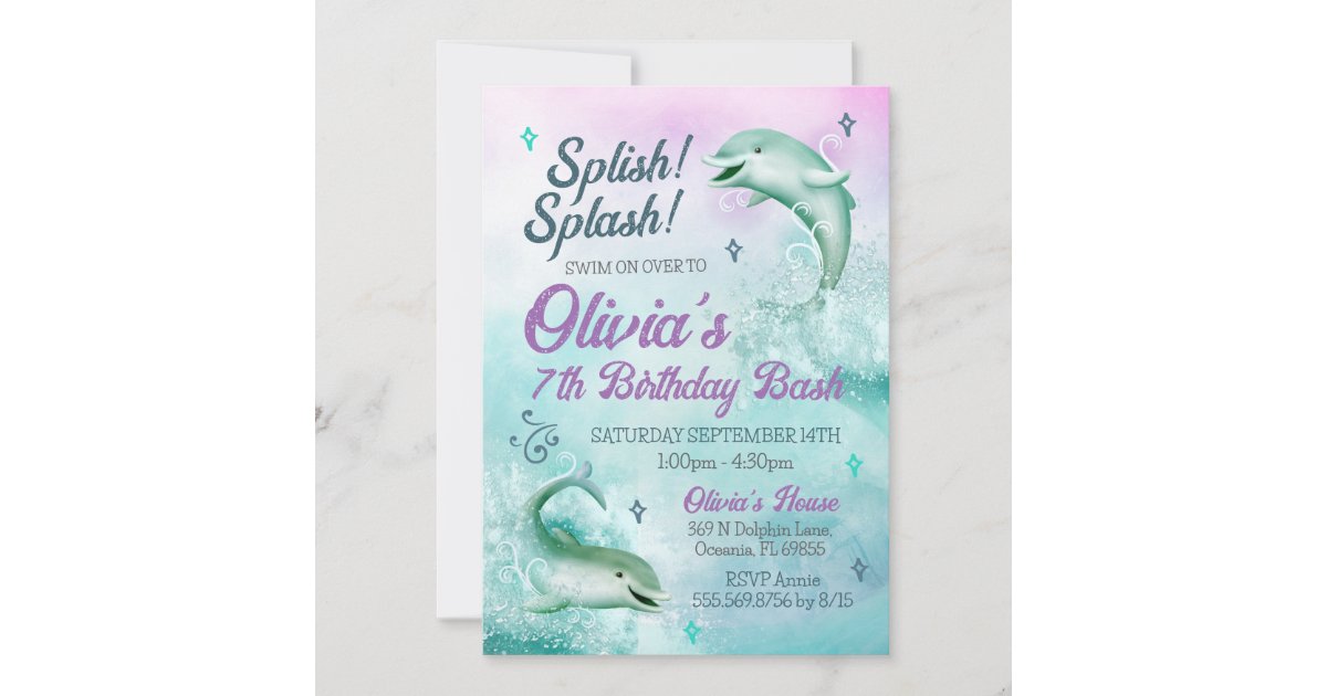 Dolphin Invitation, Dolphin Birthday Invitation | Zazzle