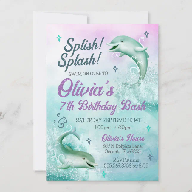 Dolphin Invitation, Dolphin Birthday Invitation | Zazzle