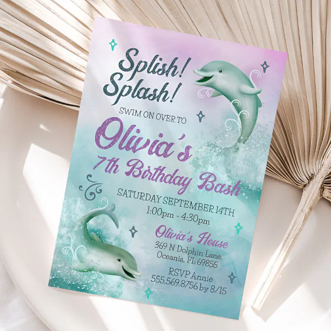 Dolphin Invitation, Dolphin Birthday Invitation | Zazzle