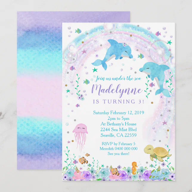 Dolphin Invitation, Dolphin Under the Sea Invite | Zazzle
