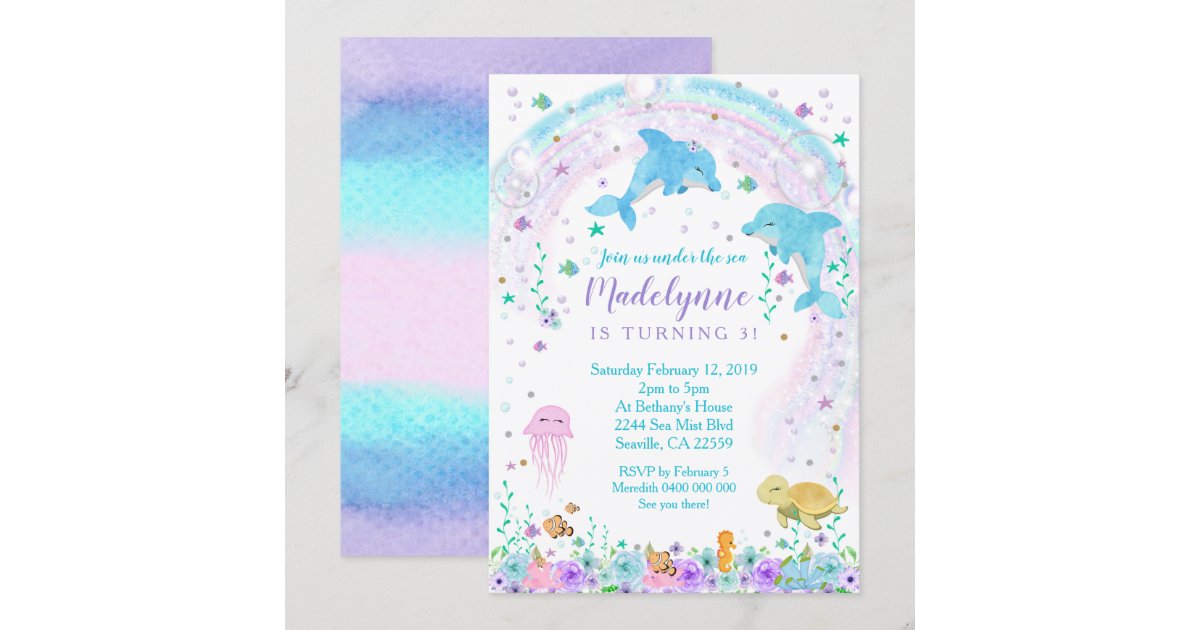 Dolphin Invitation, Dolphin Under the Sea Invite | Zazzle