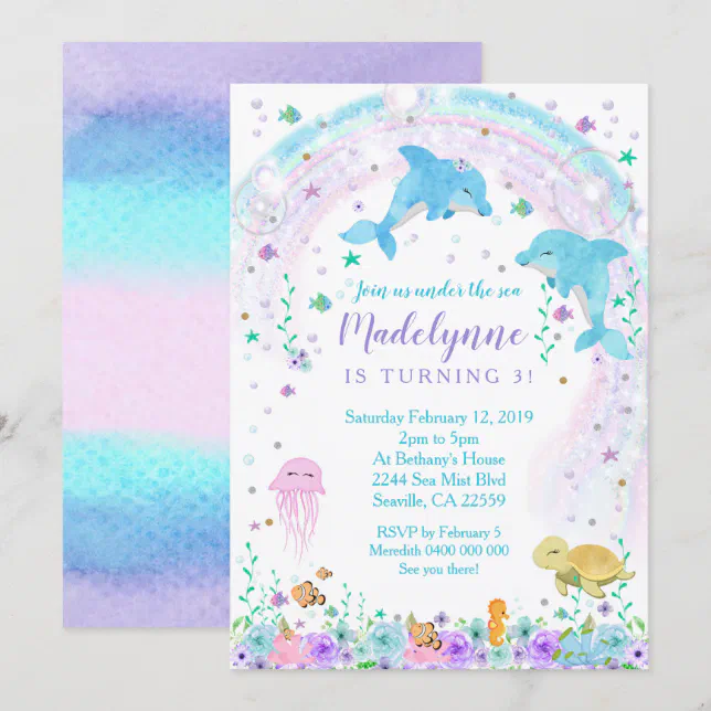 Dolphin Invitation, Dolphin Under the Sea Invite | Zazzle