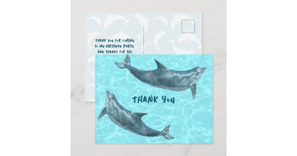 Dolphin Party Thank You From Kids Postcard | Zazzle