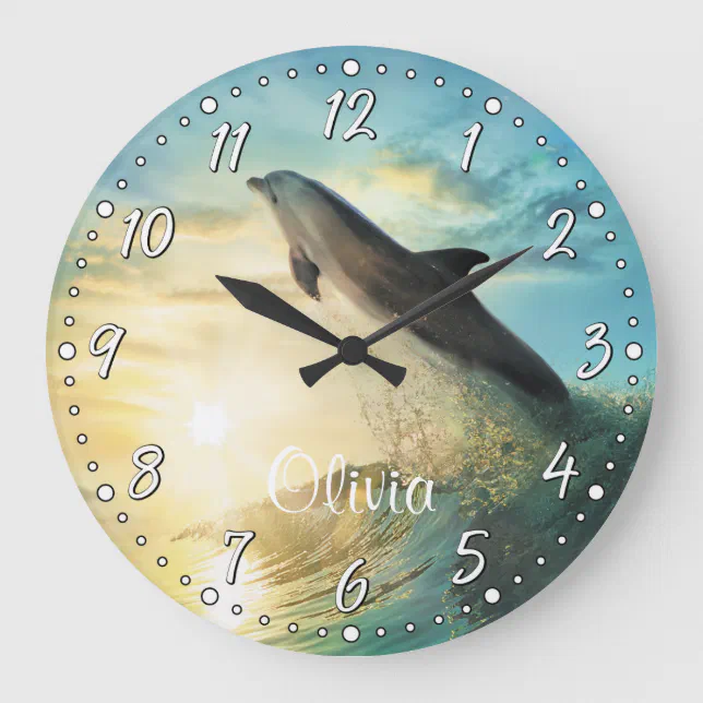 Dolphin Personalizable Wall Clock | Zazzle