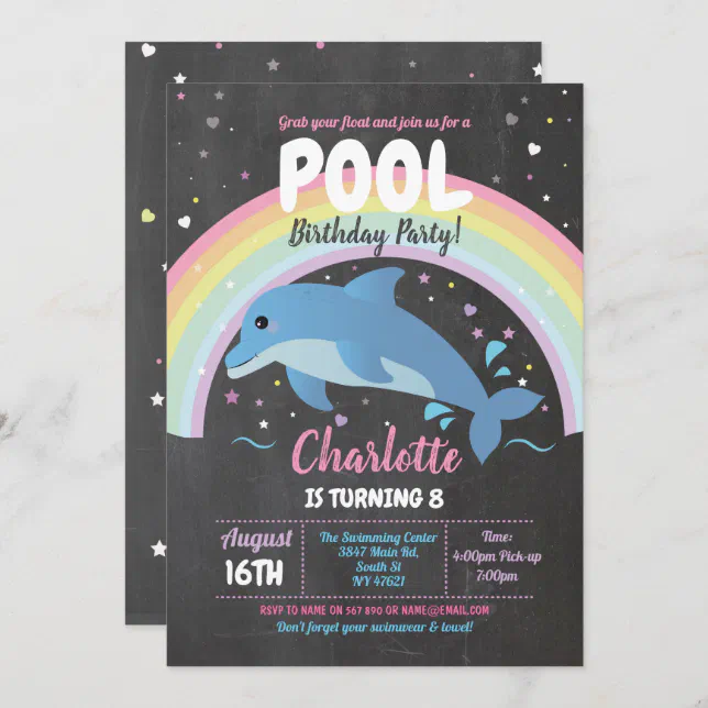 Dolphin Pool Party Birthday Beach Float Ocean Sea Invitation | Zazzle