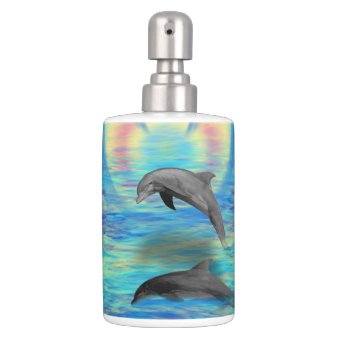 Dolphin Rising Soap Dispenser And Toothbrush Holder | Zazzle