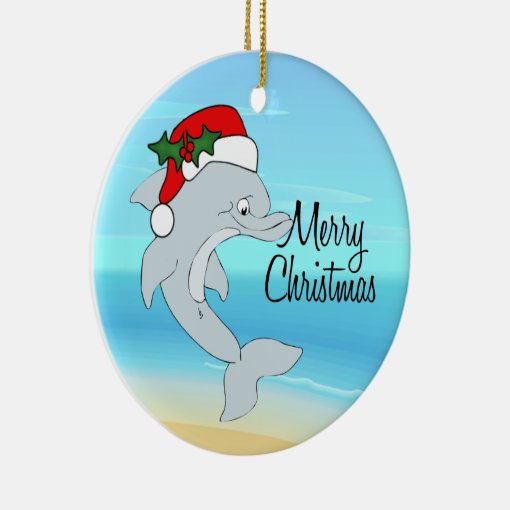 Dolphin Santa Tropical Christmas Ornament | Zazzle