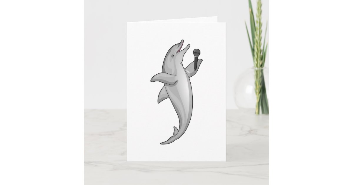 Dolphin Singer Microphone Card | Zazzle