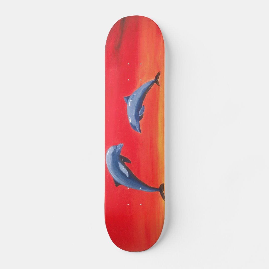 Dolphin Skateboard sunset Dolphins Art Skateboard | Zazzle