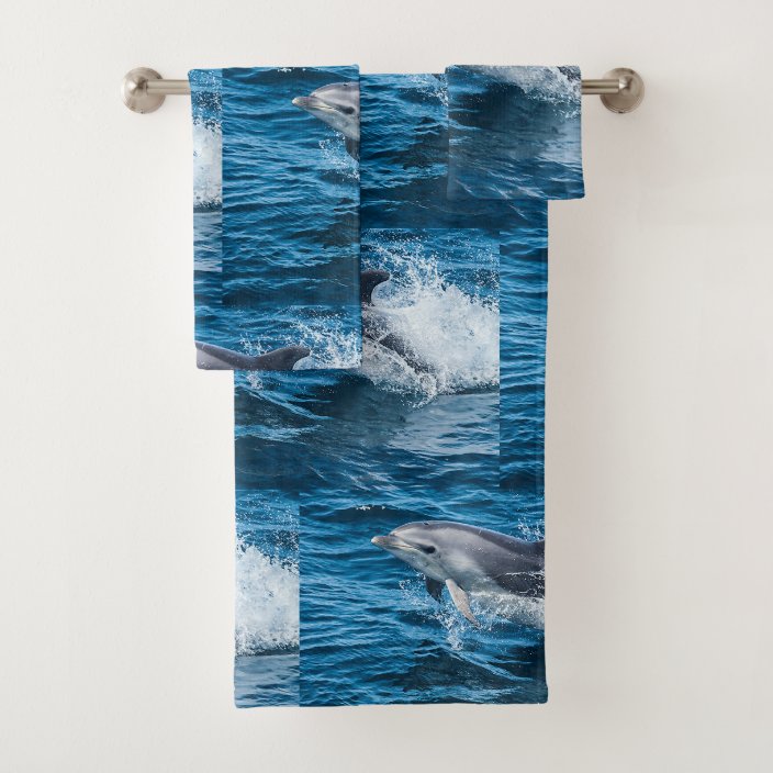 Dolphin Splashing Bath Towel Set | Zazzle