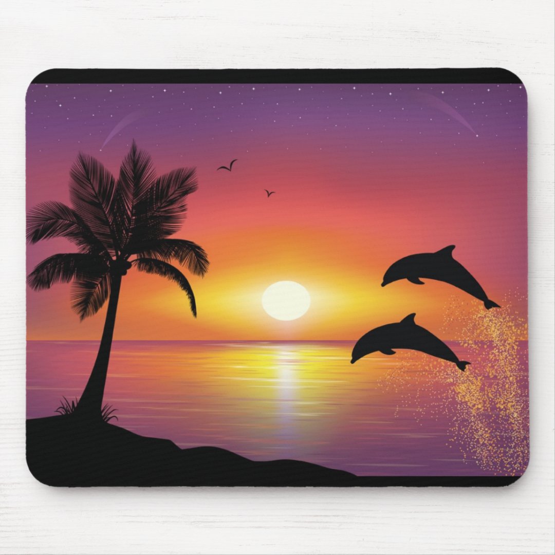 Dolphin sunset mouse pad | Zazzle