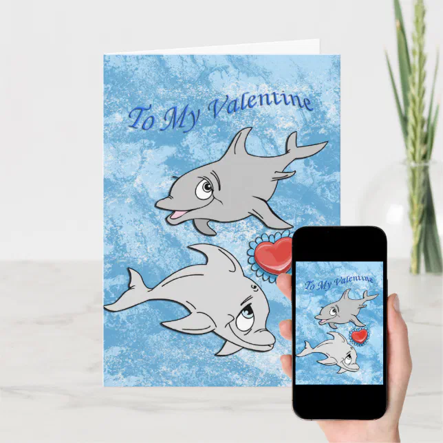 Dolphin Valentine's Day Card | Zazzle