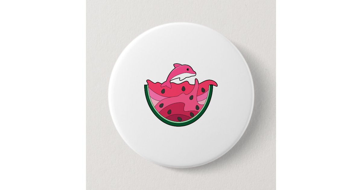 Dolphin with Watermelon Button | Zazzle