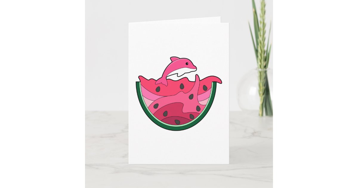 Dolphin with Watermelon Card | Zazzle