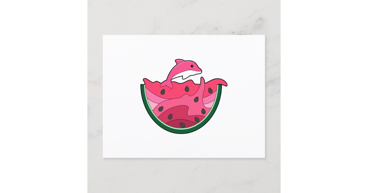Dolphin with Watermelon Postcard | Zazzle