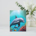 Dolphins in Watercolor Flat Thank You Card | Zazzle
