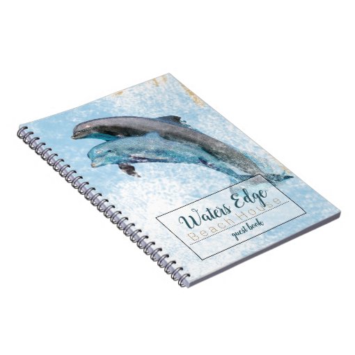 Dolphins Jumping In Water Coastal Artwork Notebook | Zazzle