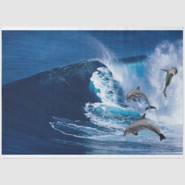 Dolphins Jumping Ocean Wave Decoupage Tissue Paper | Zazzle