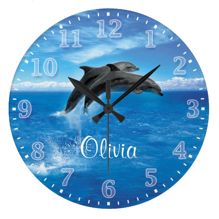 Dolphins Personalizable Wall Clock | Zazzle.com
