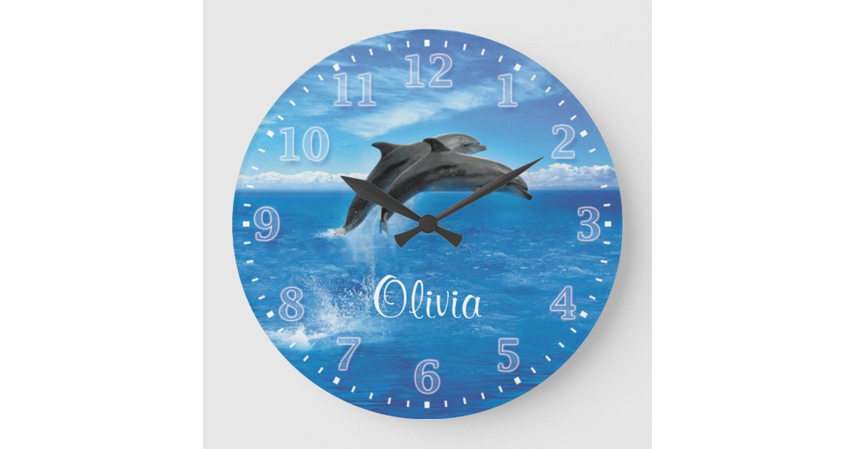 Dolphins Personalizable Wall Clock | Zazzle