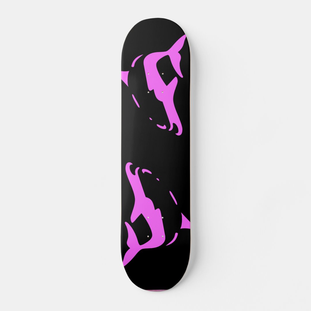 DOLPHINS Pink AND BLACK skateboard deck | Zazzle