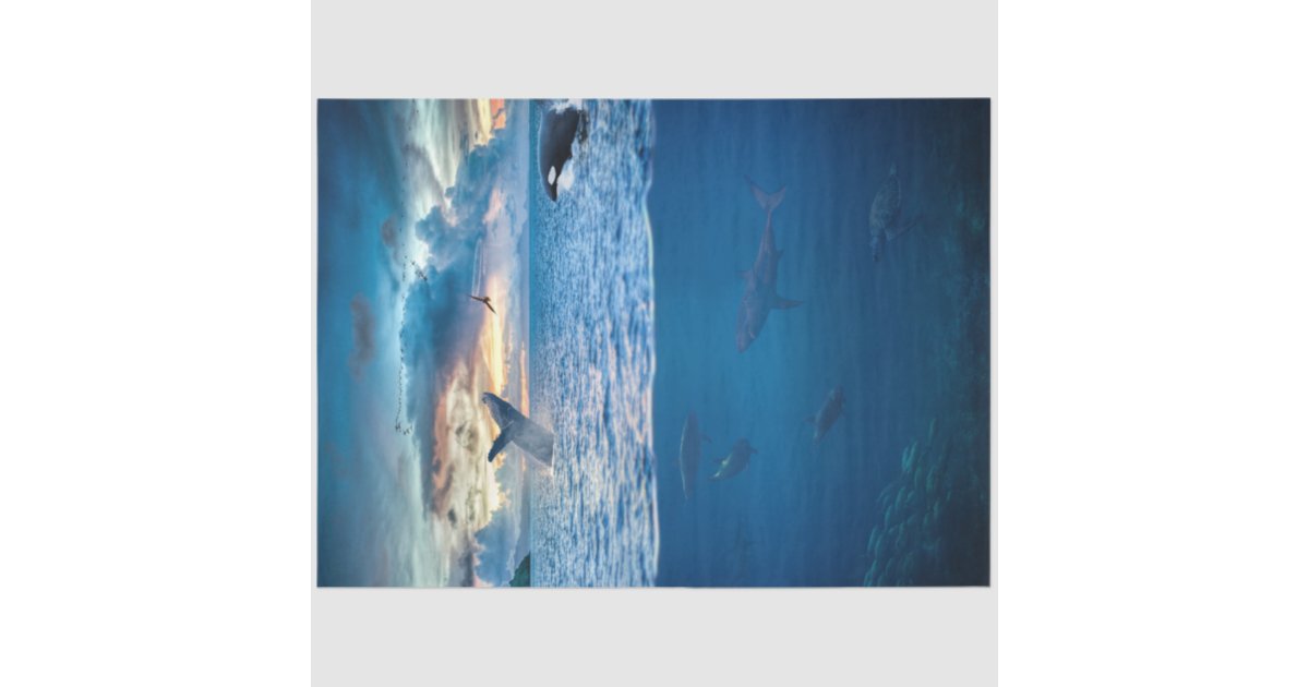 Dolphins Sea Ocean Decoupage Tissue Paper | Zazzle