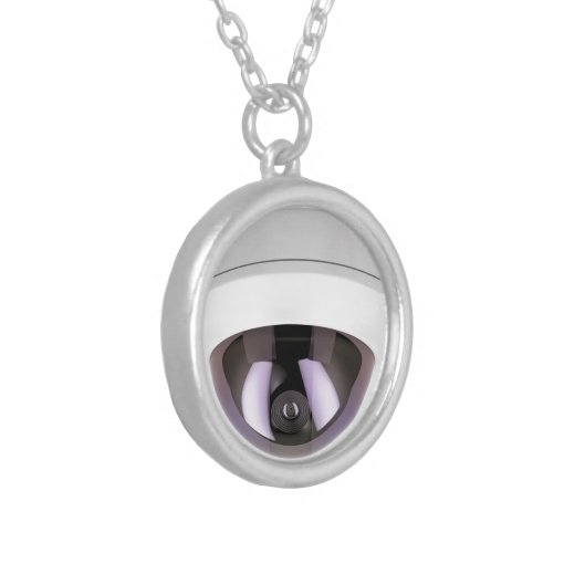 Dome surveillance camera silver plated necklace | Zazzle