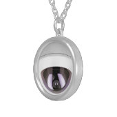 Dome surveillance camera silver plated necklace | Zazzle