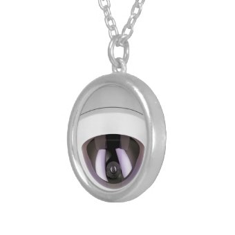 Dome surveillance camera silver plated necklace | Zazzle