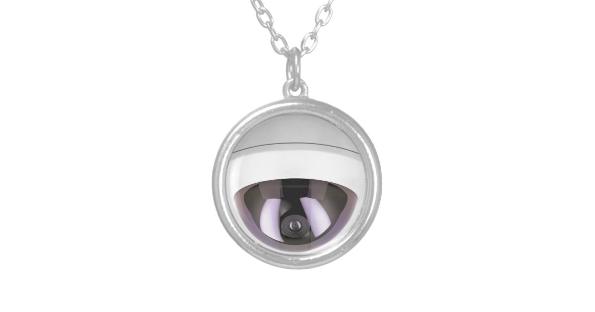 Dome surveillance camera silver plated necklace | Zazzle