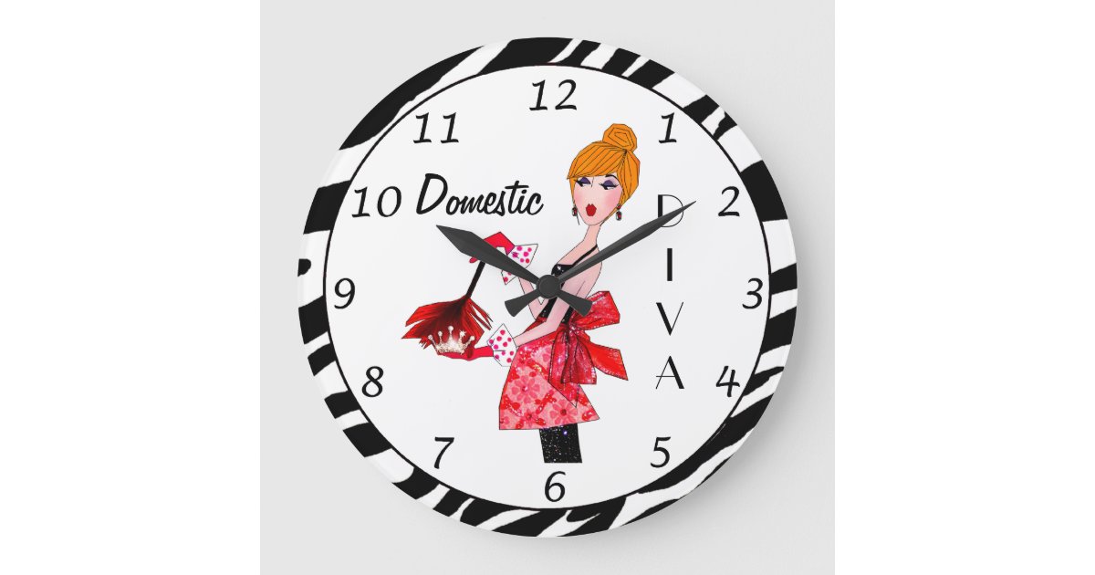 "Domestic DIVA" Clock | Zazzle