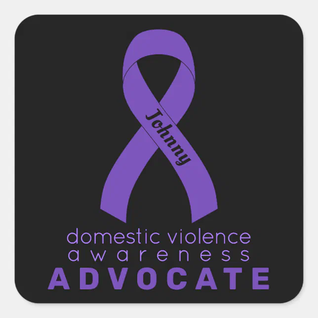 Domestic Violence Awareness Advocate Black Square Sticker | Zazzle