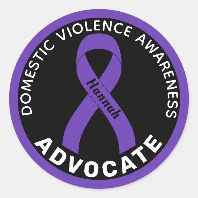 Domestic Violence Awareness Advocate Ribbon Black Classic Round Sticker ...