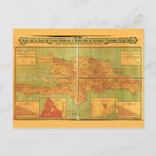 Dominican Republic and Haiti Map (1906) Postcard | Zazzle
