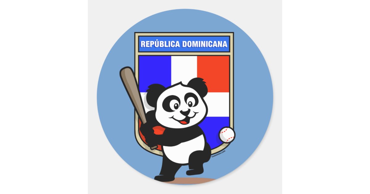 Dominican Republic Baseball Panda Classic Round Sticker | Zazzle