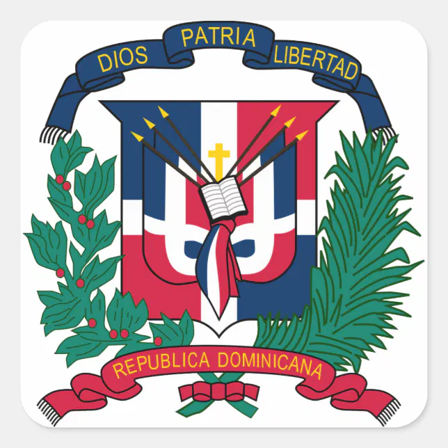 dominican republic emblem square sticker | Zazzle