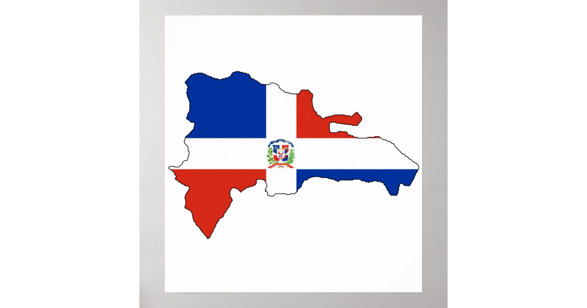 Dominican Republic Flag Map full size Poster | Zazzle