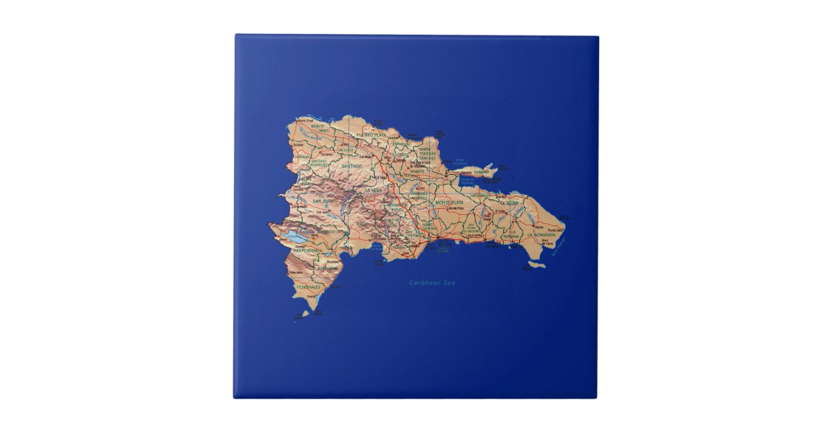 Dominican Republic Map Tile | Zazzle