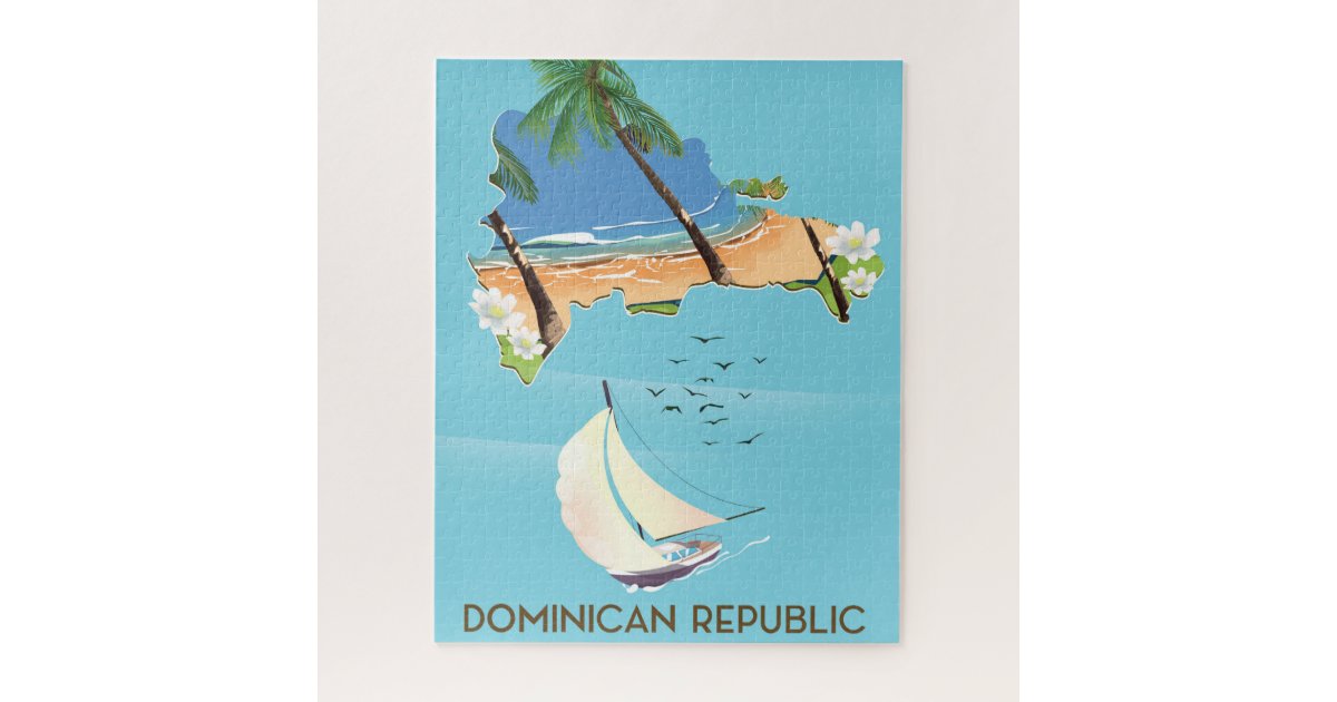 Dominican Republic map Yacht travel poster Jigsaw Puzzle | Zazzle