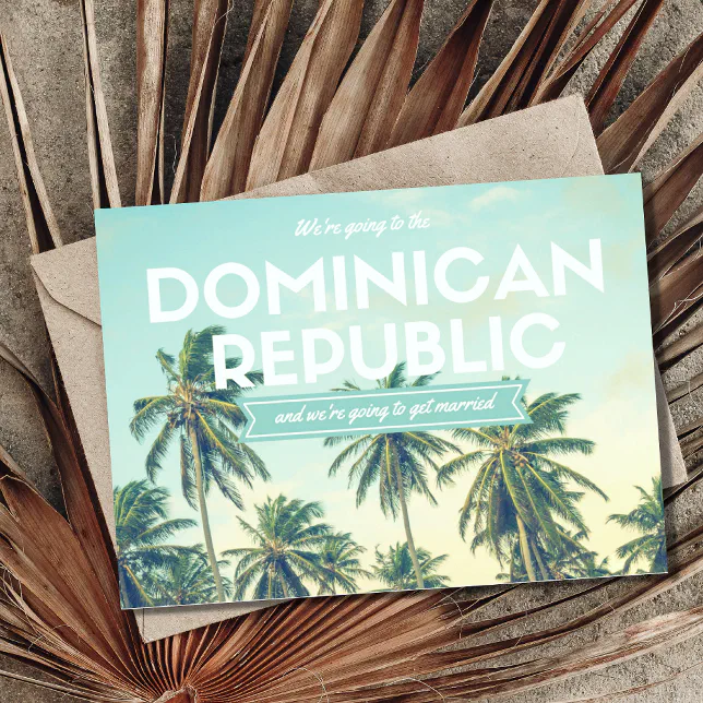 Dominican Republic Tropical Beach Save the Dates Announcement Postcard ...