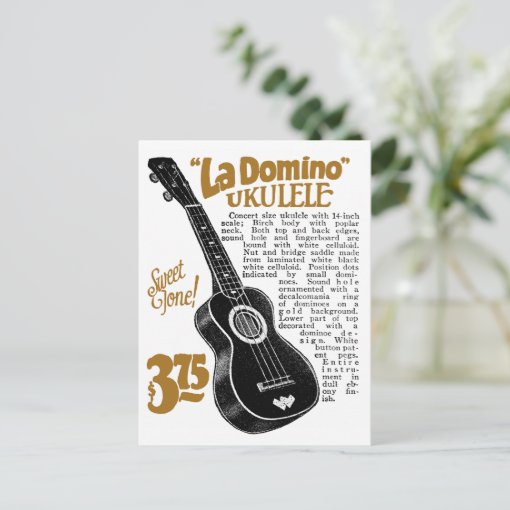 Domino Uke Ad Postcard | Zazzle