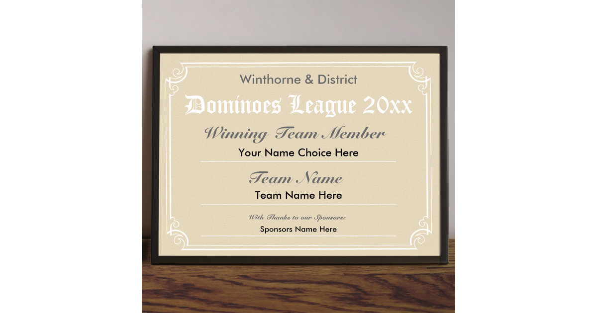 Dominoes Competition Certificate Poster | Zazzle