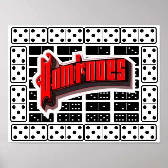Dominoes Gaming Typography Decor Poster | Zazzle