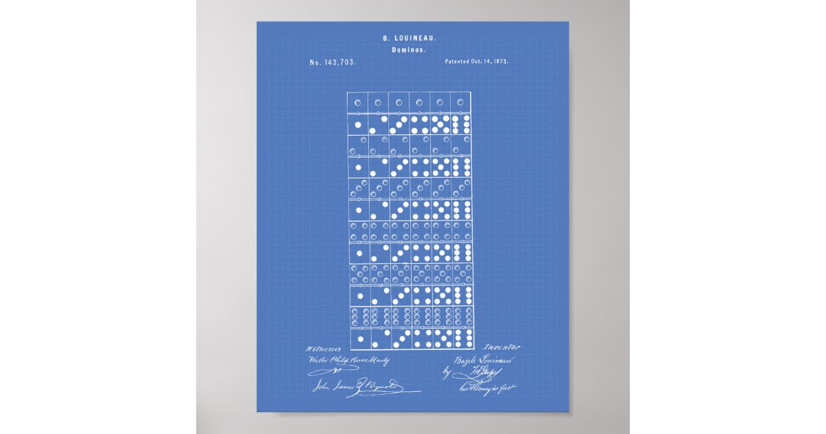 Dominos 1873 Patent Art Blueprint Poster | Zazzle