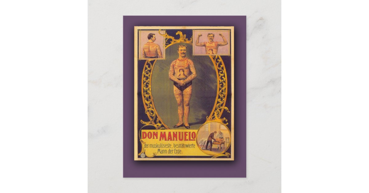 Don Manuelo, Tattooed Man on Cards, Postcards | Zazzle