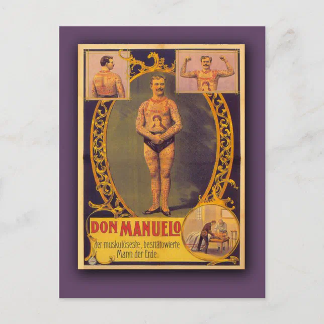 Don Manuelo, Tattooed Man on Cards, Postcards | Zazzle