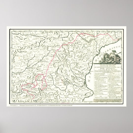 Don Quixote Route Map-Mapa de la Ruta del Quijote Poster | Zazzle.com